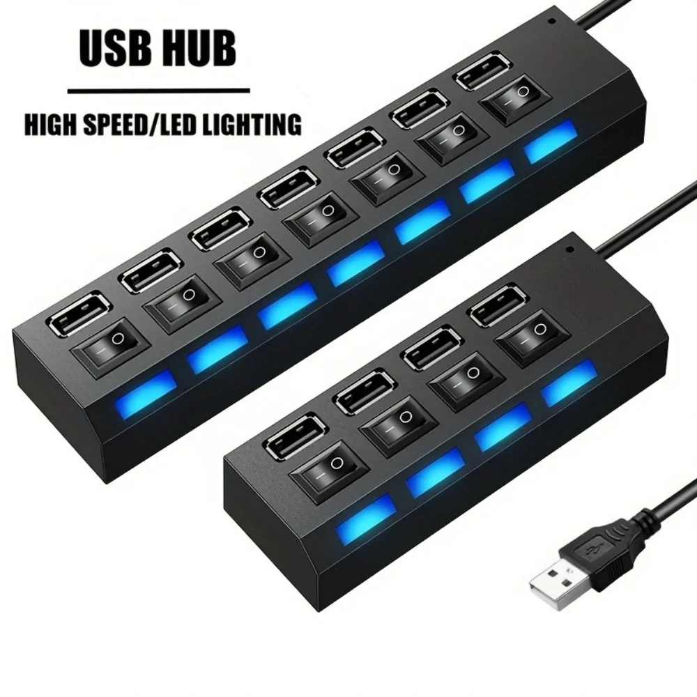 USB-3-0-Hub-5Gbps-High-Speed-Multi-USB-Ports-Power-Adapter-Expander-LED ...