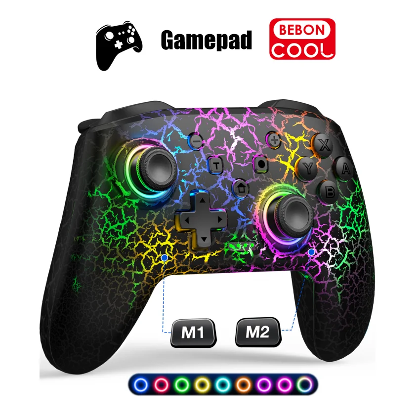 Controlador sem fio da luz 9 rgb para controle nintendo switch/oled/lite/android/ios/pc com ...