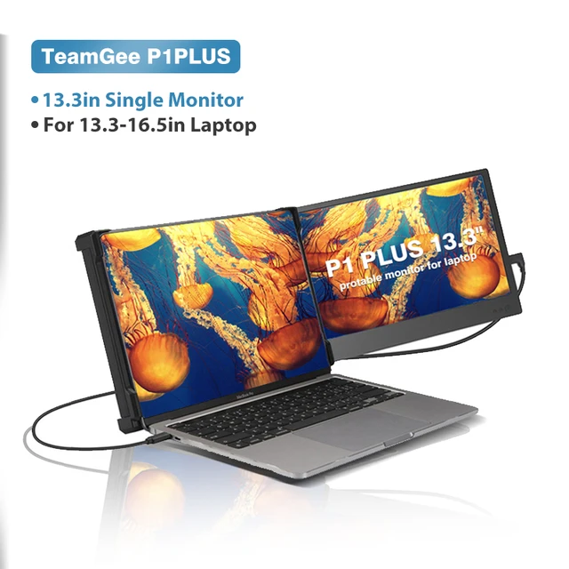 TeamGee Portable Monitor Attachable for Laptop Display Extender On-the ...