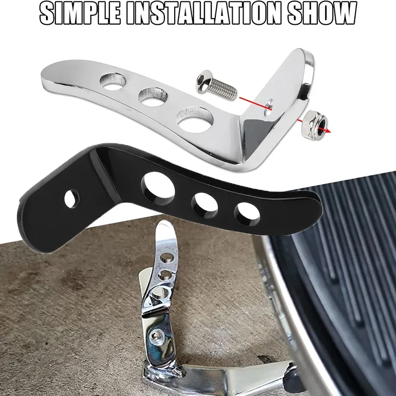 Chrome-Black-Motorcycle-Foot-Pedal-Stand-Kickstand-Extension-For-Harley ...