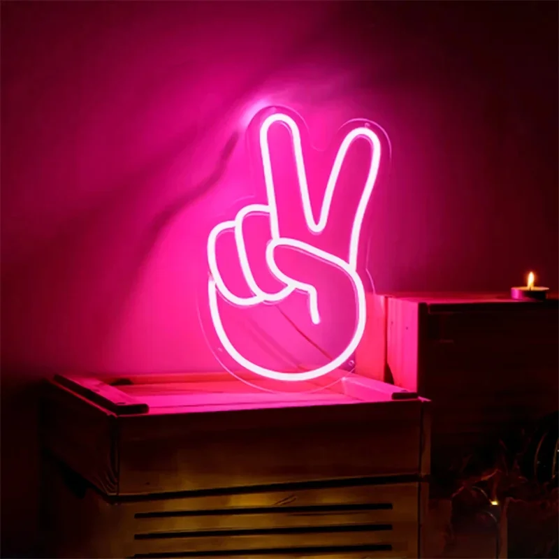 Neon-Peace-Sign-Decor-Finger-Peace-Sign-Wall-Sign-Victory-Gesture-Neon ...
