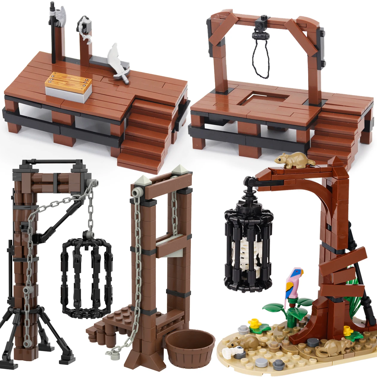 MOC-Medieval-Guillotine-Building-Blocks-Kit-Gallows-Tree-Hanging-Cage ...