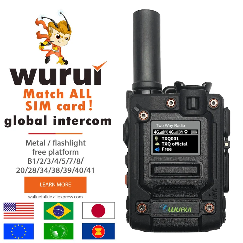 Global Available Wurui K300 Global-ptt 4g Walkie Talkie Two-way Radio ...