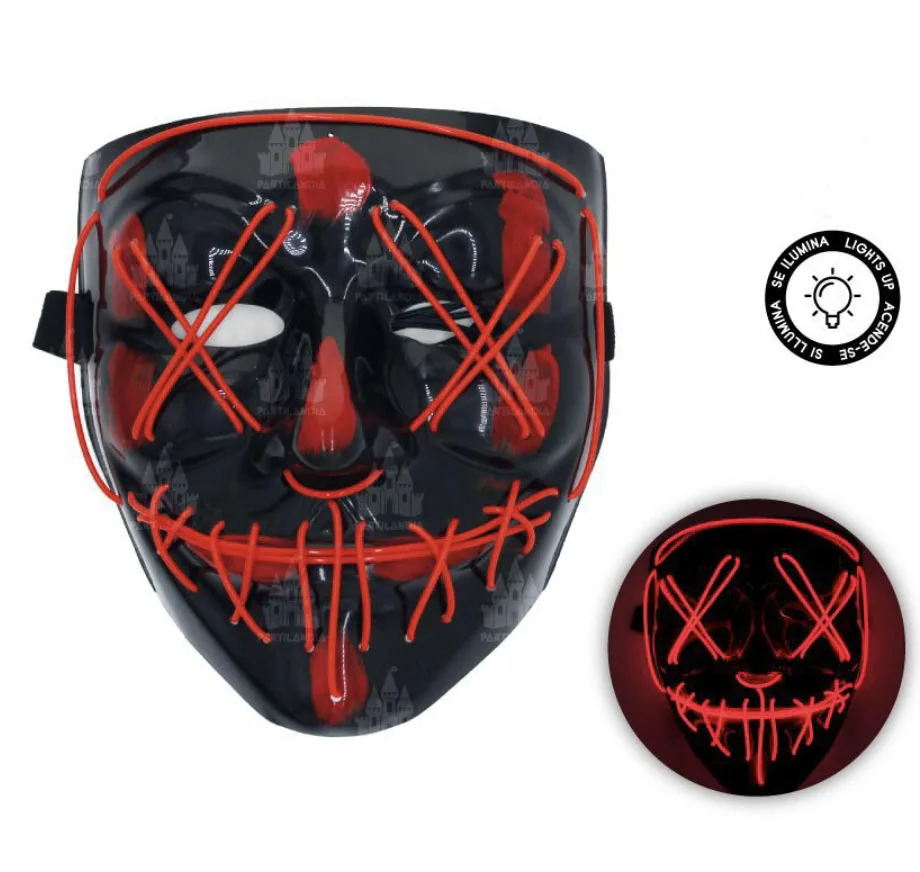 LED mask carnival mask Halloween Purge 3 modes lighting glow in the ...