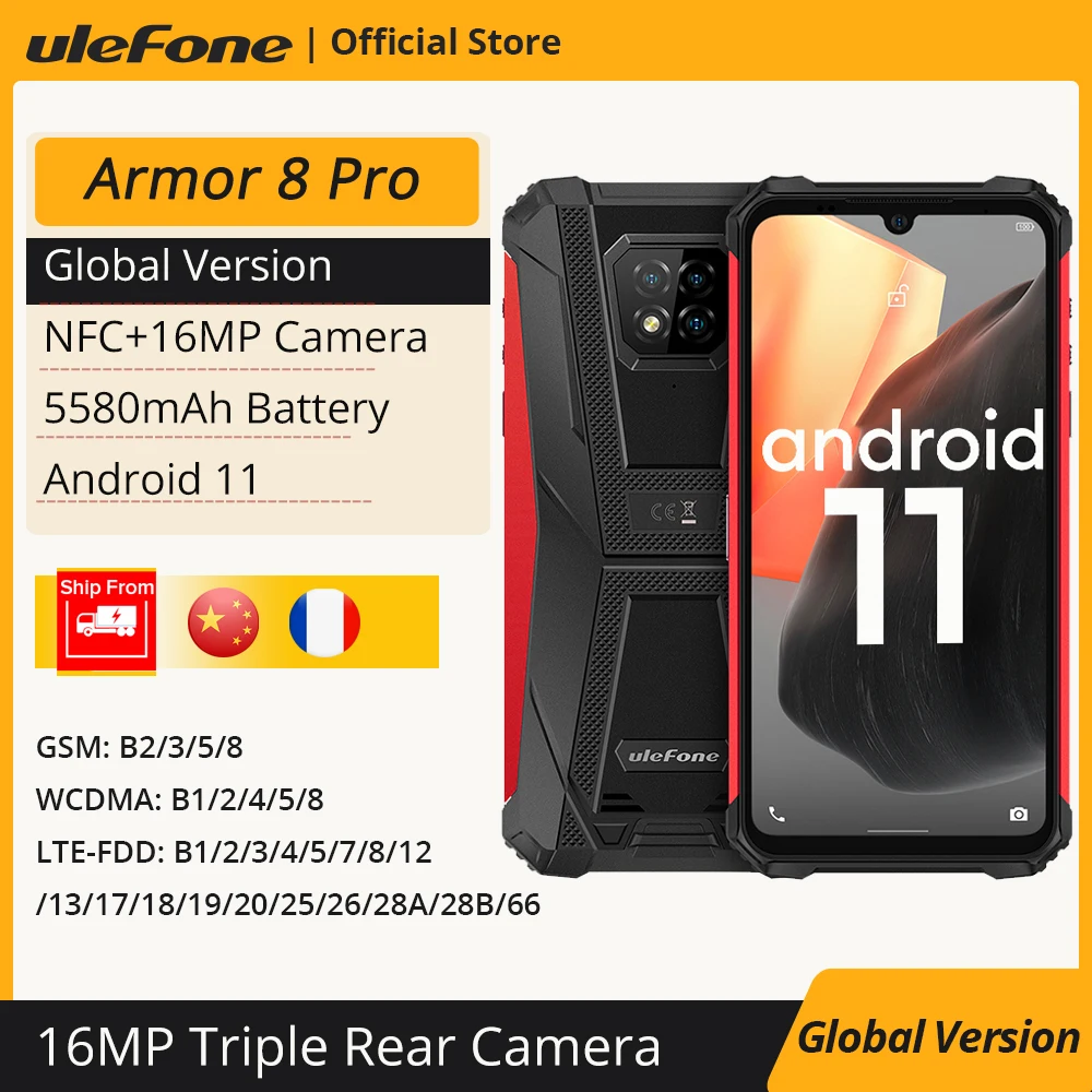 Ulefone Armor 8 Pro Android 11 Rugged Smartphone 8GB +128GB NFC/IP68/ Smartphone 5580mAh ...