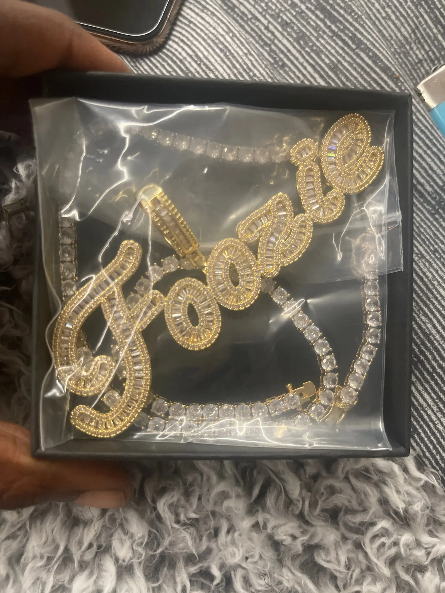 Custom Cursive Iced Out Bageutte Cubic Necklace – Lux Collections Boutique