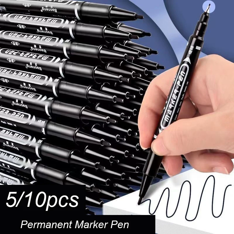Double-Side-Marker-Pens-Black-Felt-Tip-Pens-Dual-Tip-Permanent-Marker ...