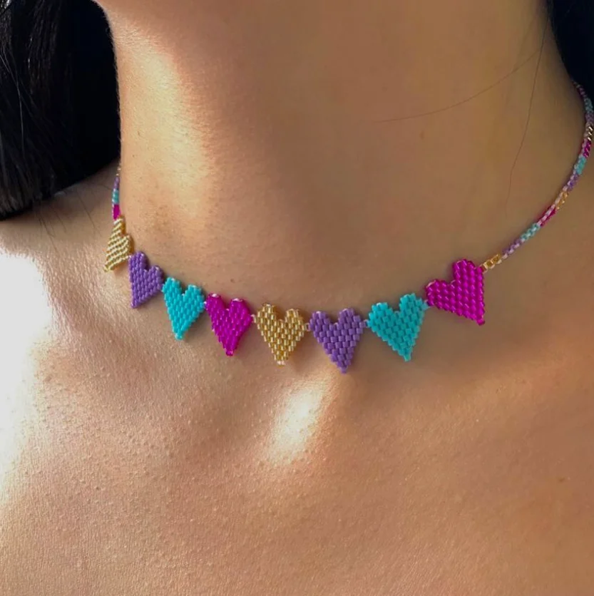 Miyuki Colares Para Mulheres, Colar Coração Boêmio Colorido ...