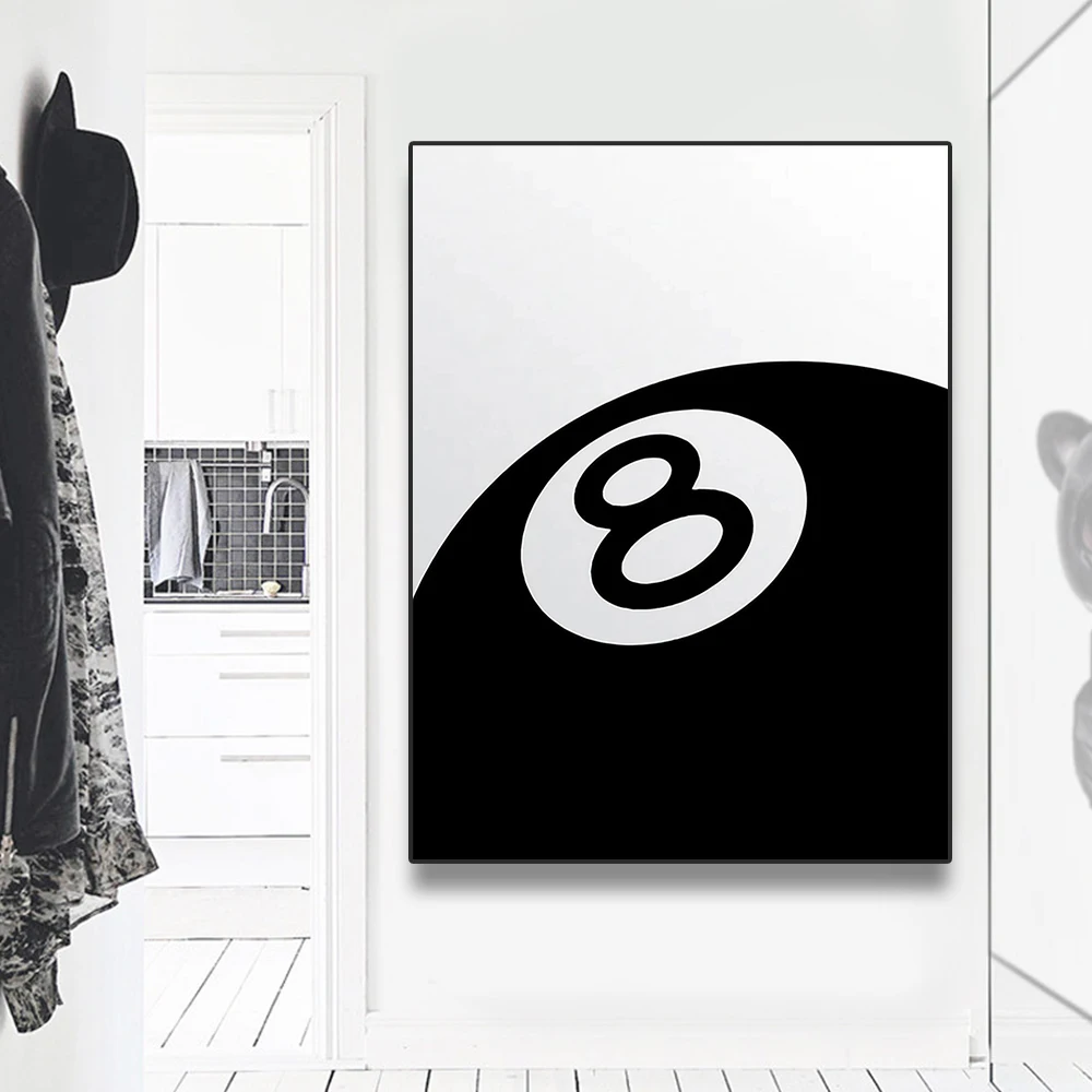 Black-And-White-No-8-Ball-And-Billiards-Club-Creative-Art-Posters ...