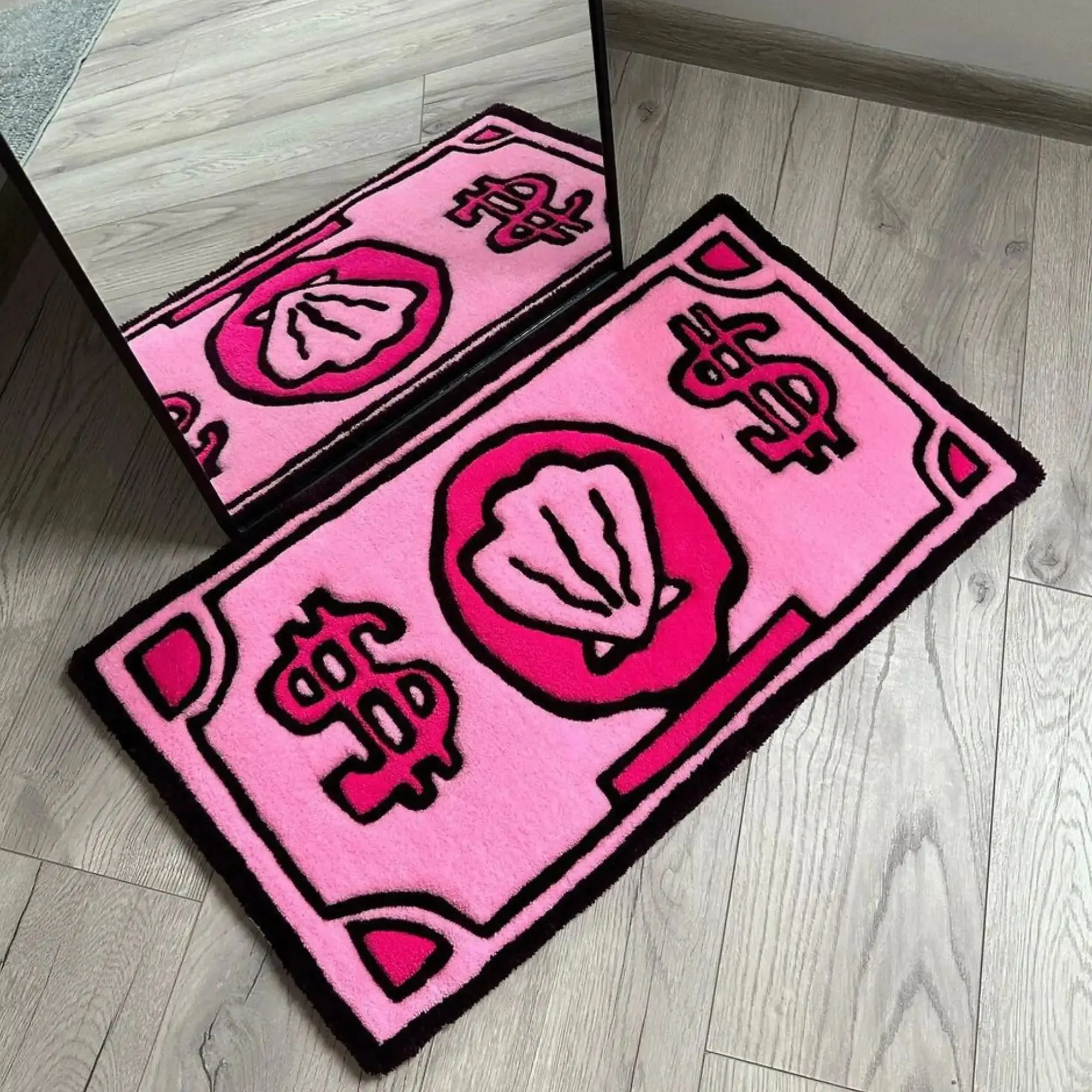 Dollar-Pink-Rug-Bedroom-Aesthetic-Rug-Unique-Living-Room-Decor-Non-Slip ...