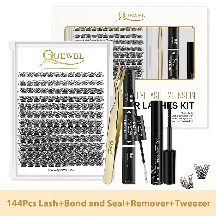 Quewel-Lashes-Kit-144Pcs-DIY-Cluster-Lashes-Faux-Mink-Lash-Bond-and ...