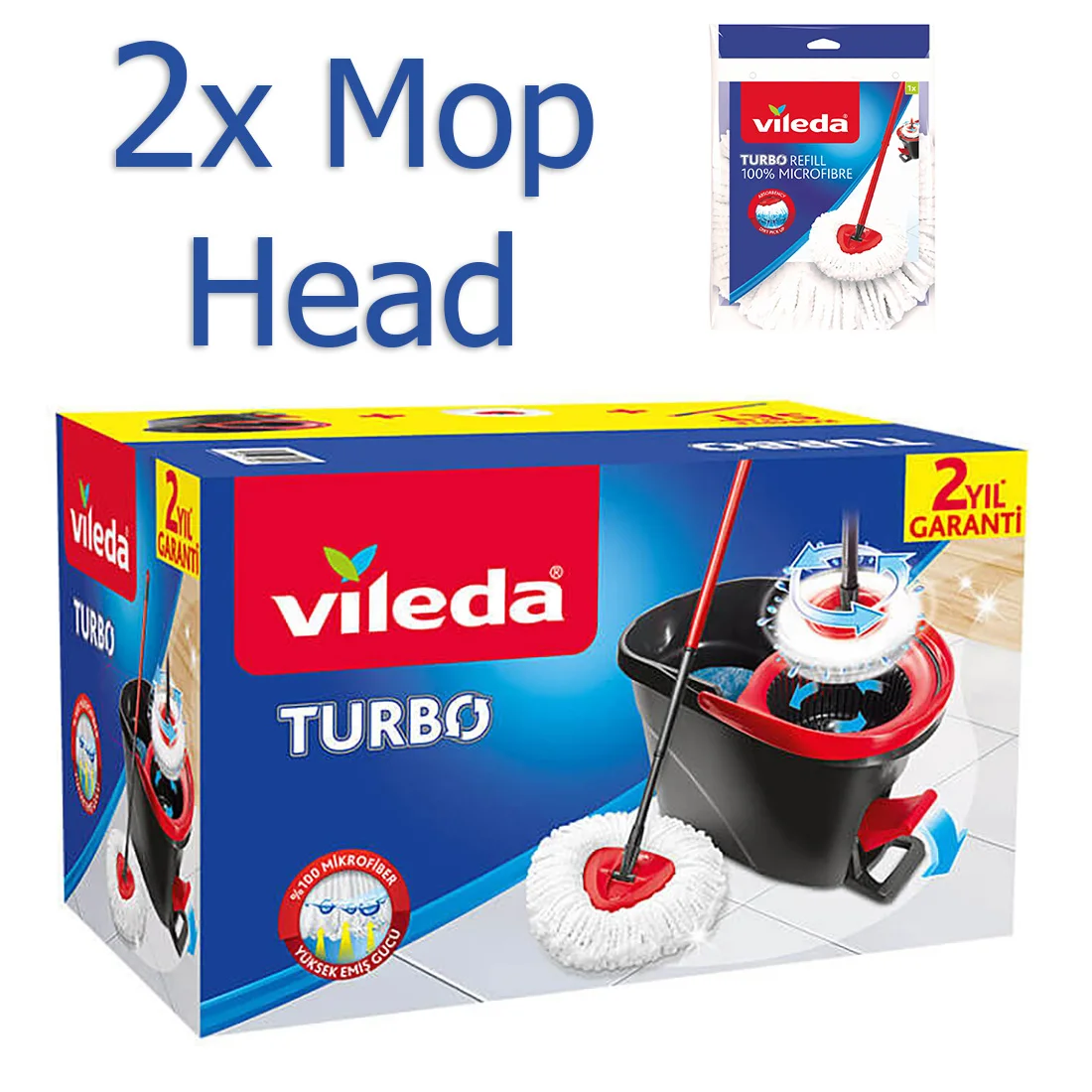 Vileda-Turbo-Pedal-Cleaning-System-2pcs-Mop-Set-Microfibers-Triangle ...
