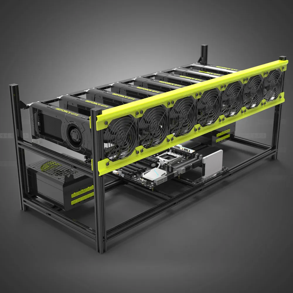 8-GPU-With-7-Fans-Shelves-Rig-Stackable-Open-Air-Bitcon-Ethereum-Miner ...