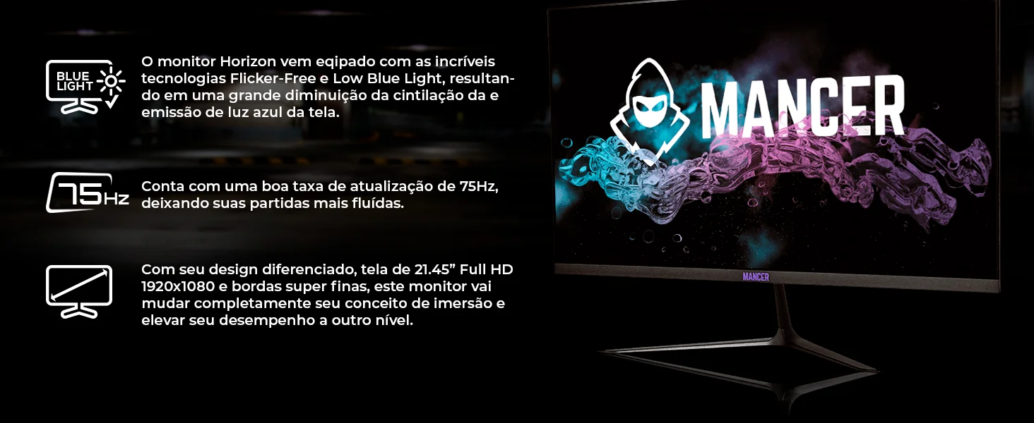 Monitor Gamer Mancer Horizon Z21, 21.45 Pol. Full HD 1Ms 75Hz