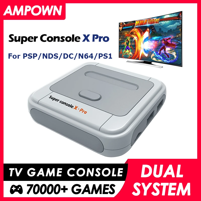 Super Console X Pro com Controladores Sem Fio, Consolas de Videogames, WiFi Retro, TV HD 4K, PS1 ...