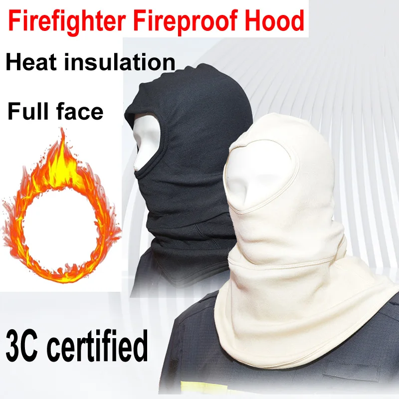 Black-Firefighter-Fireproof-Protection-Hood-Helmet-Fire-Heat-Insulation ...