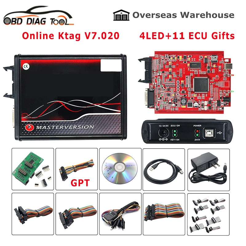 2021 온라인 EU 읽기 Ktag V7.020 4 LED ECU 칩 튜닝 프로그래머 K tag 7.020 SW 2.25 ...
