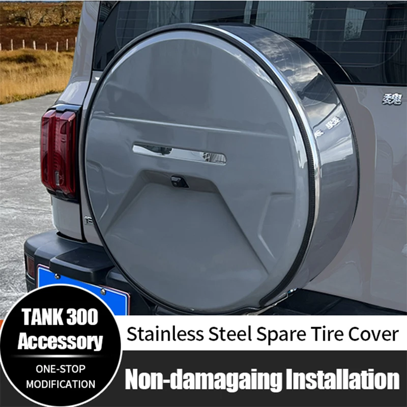 For GWM TANK 300 Spare Tire Cover Stainless Steel ABS Waterproof Wheel ...