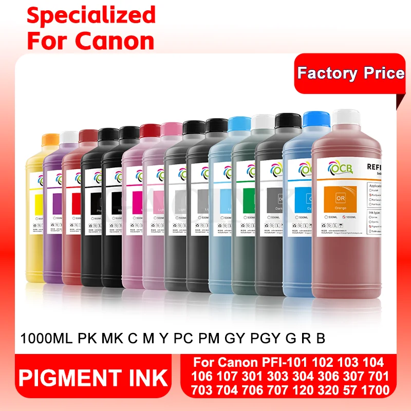 Pigment-Ink-1000ml-For-Canon-PFI-101-102-103-104-106-107-301-303-304 ...