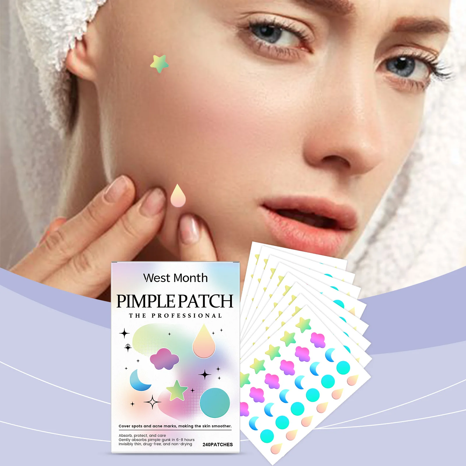 West&Month 240pcs Colored Acne Covering Patch For Facial Skin Acne Mild ...