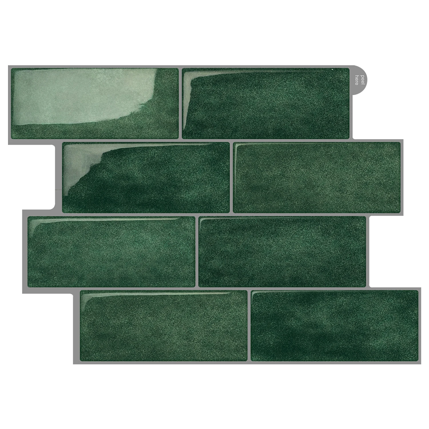 5 Sheets Green Subway Peel and Stick Waterproof 3D Wall Tiles Stickers ...