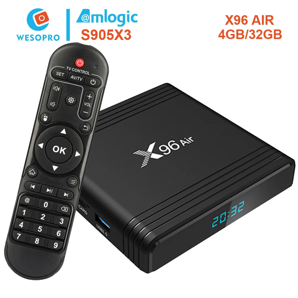 Dispositivo de TV inteligente X96 Air, decodificador con Android 9,0, Amlogic S905X3, 4GB, 32GB ...