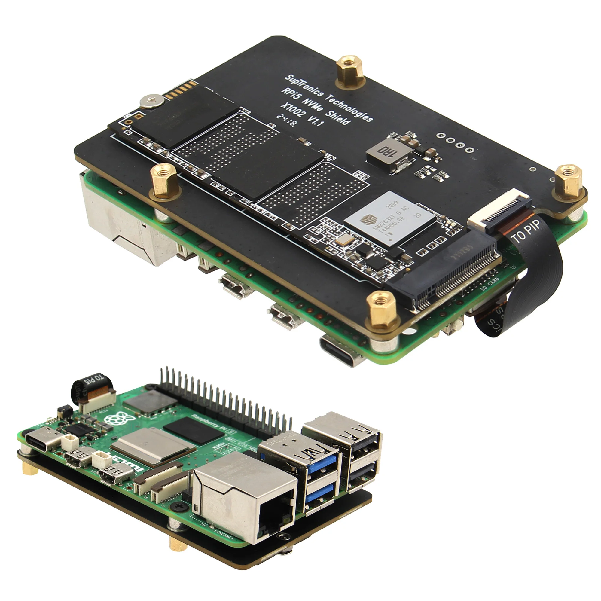 Geekbord-X1002-PCIe-to-M-2-NVMe-SSD-Shield-Raspberry-Pi-5-Bottom-PCIe ...