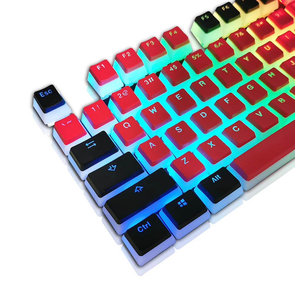 108-Key-Black-Red-PBT-Keycaps-OEM-Profile-Pudding-Double-Shot-Backlit ...