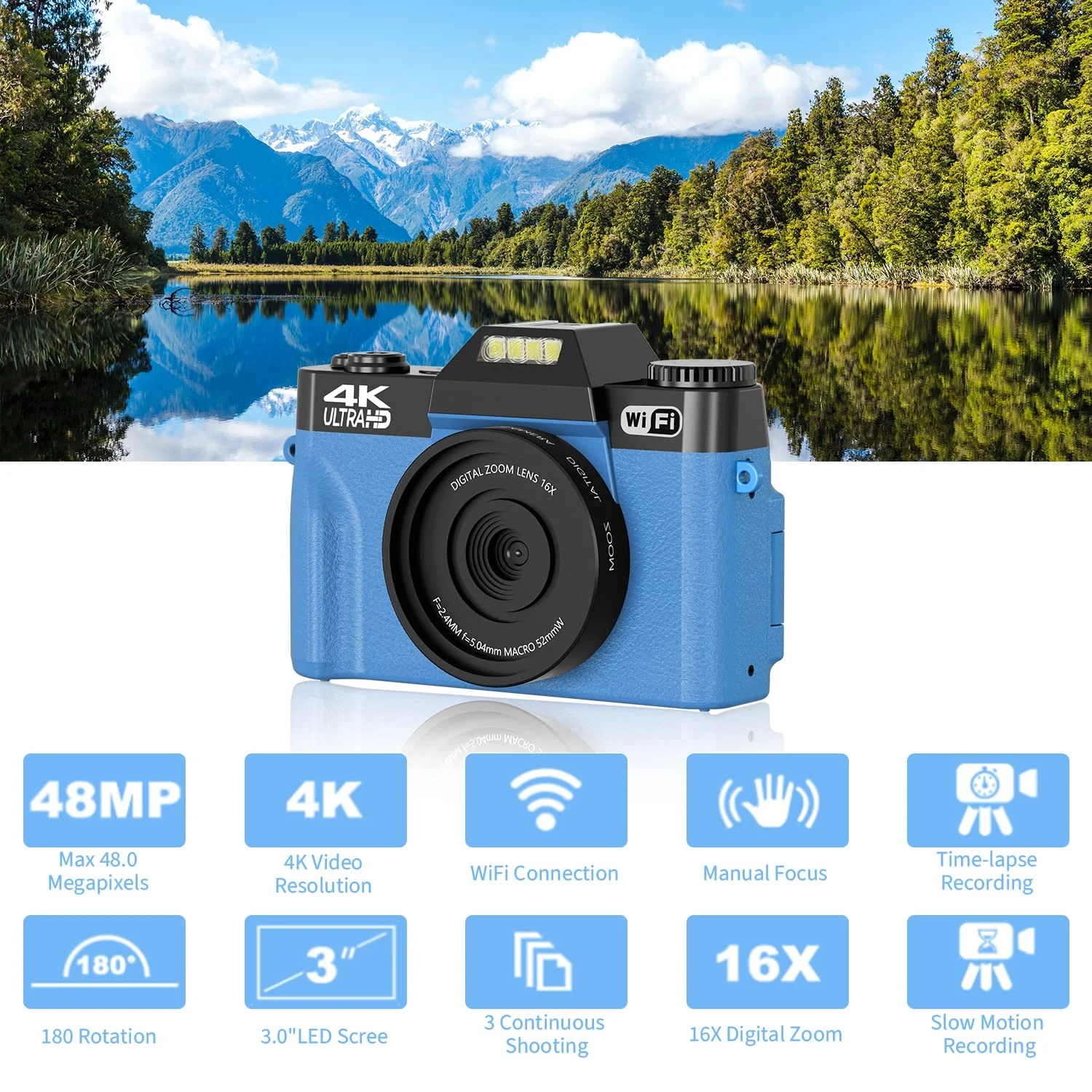 KOMERY NEW Release 48MP Camera Digital Wifi 4K YouTube Vlogging Camera ...