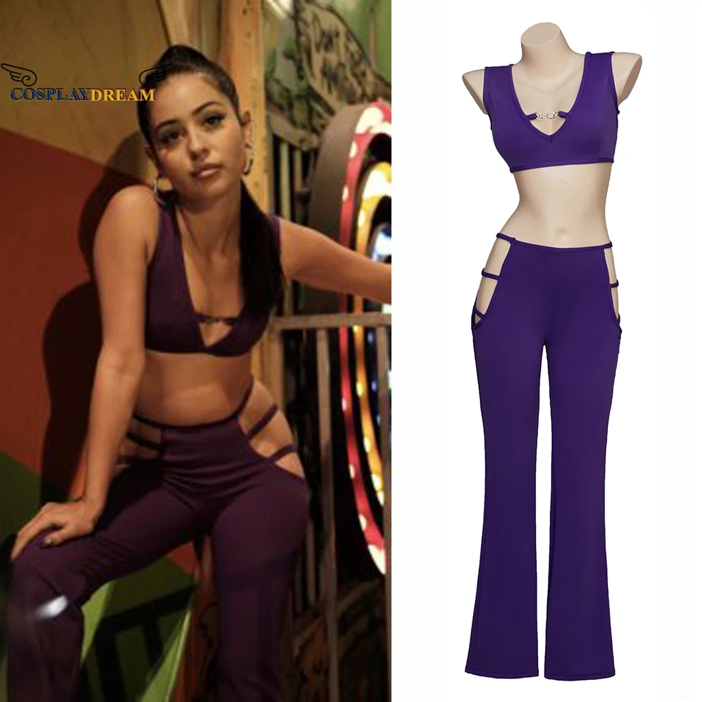 Euphoria maddy cosplay 2022 primavera verão sexy oco outfit roxo colheita tanque top sutiã e ...