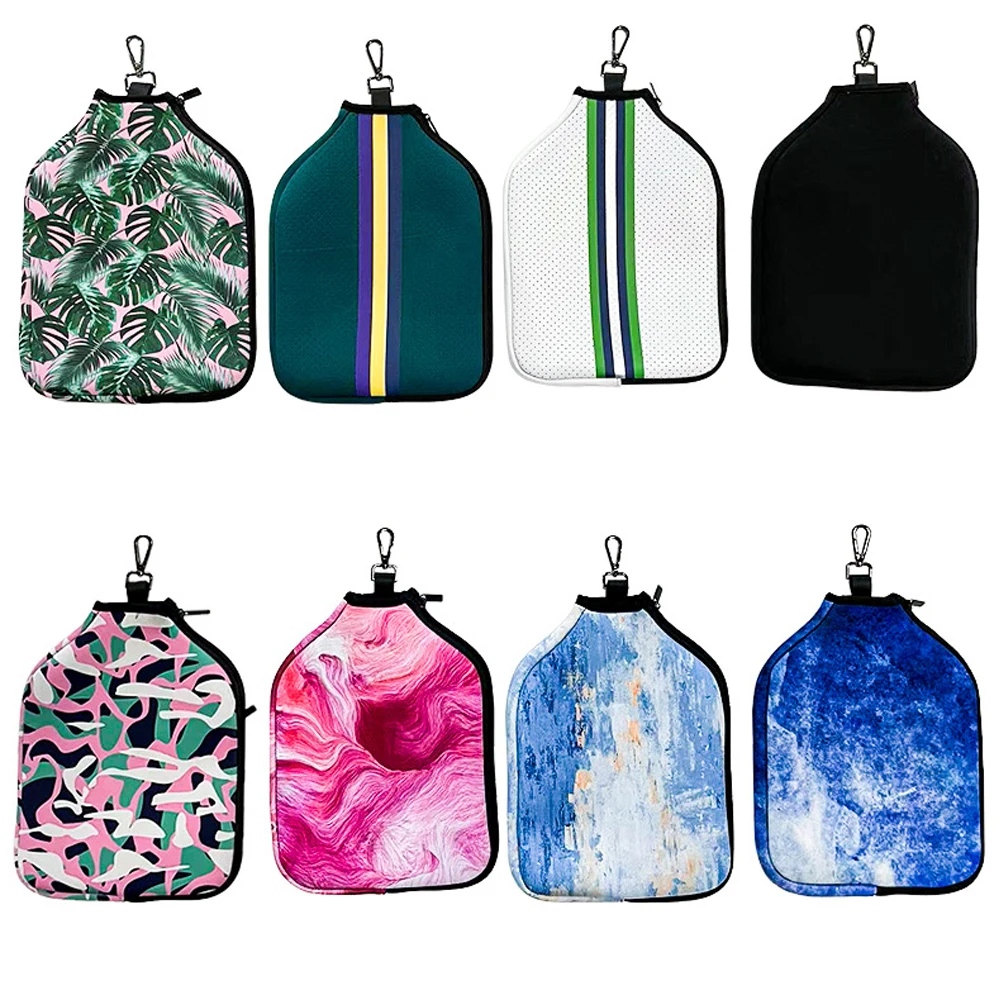 Pickleball-Paddle-Rackets-Cover-with-Metal-Hook-Black-Neoprene ...