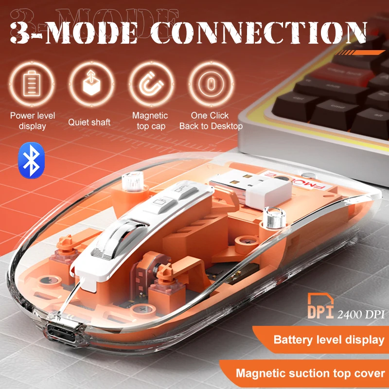 2023-New-Transparent-Mouse-Wireless-Bluetooth-Three-mode-Magnetic ...