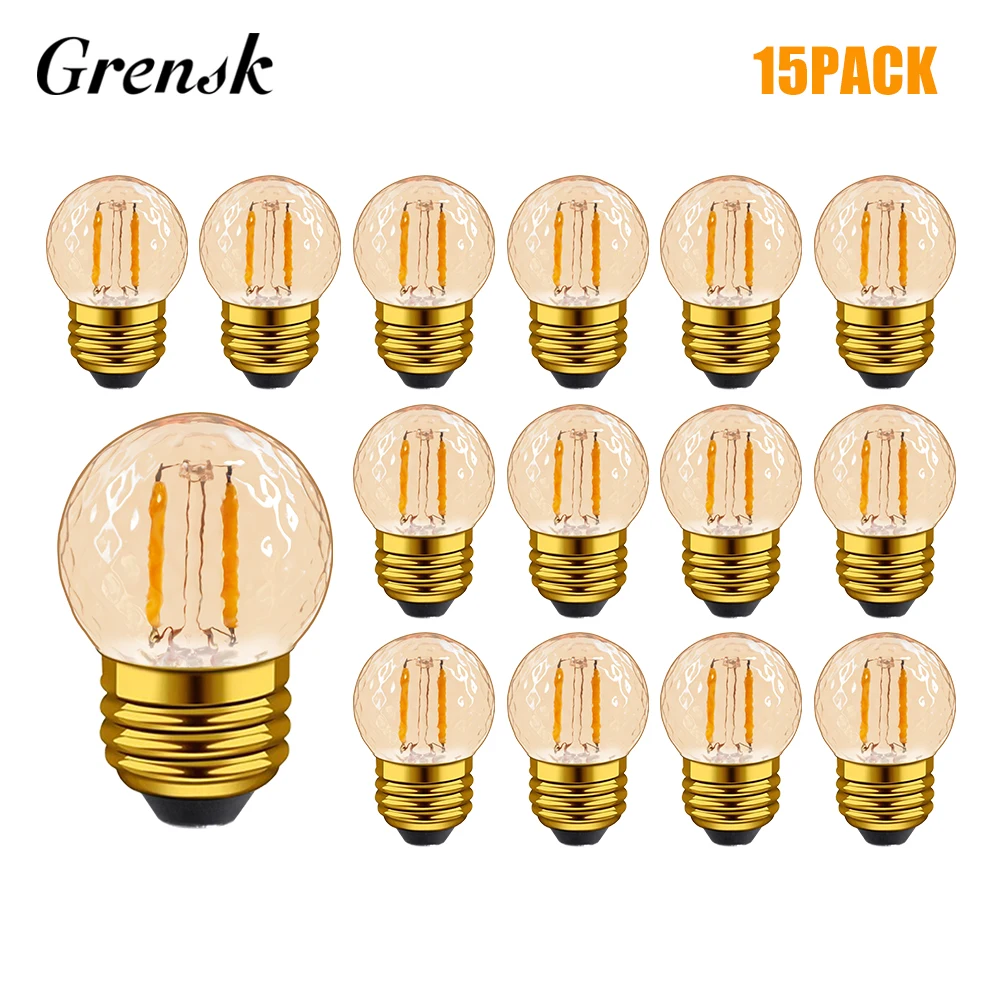 15pcs-Decorative-Vintage-Light-Bulbs-E27-220V-1W-G40-Pumpkin-Amber ...