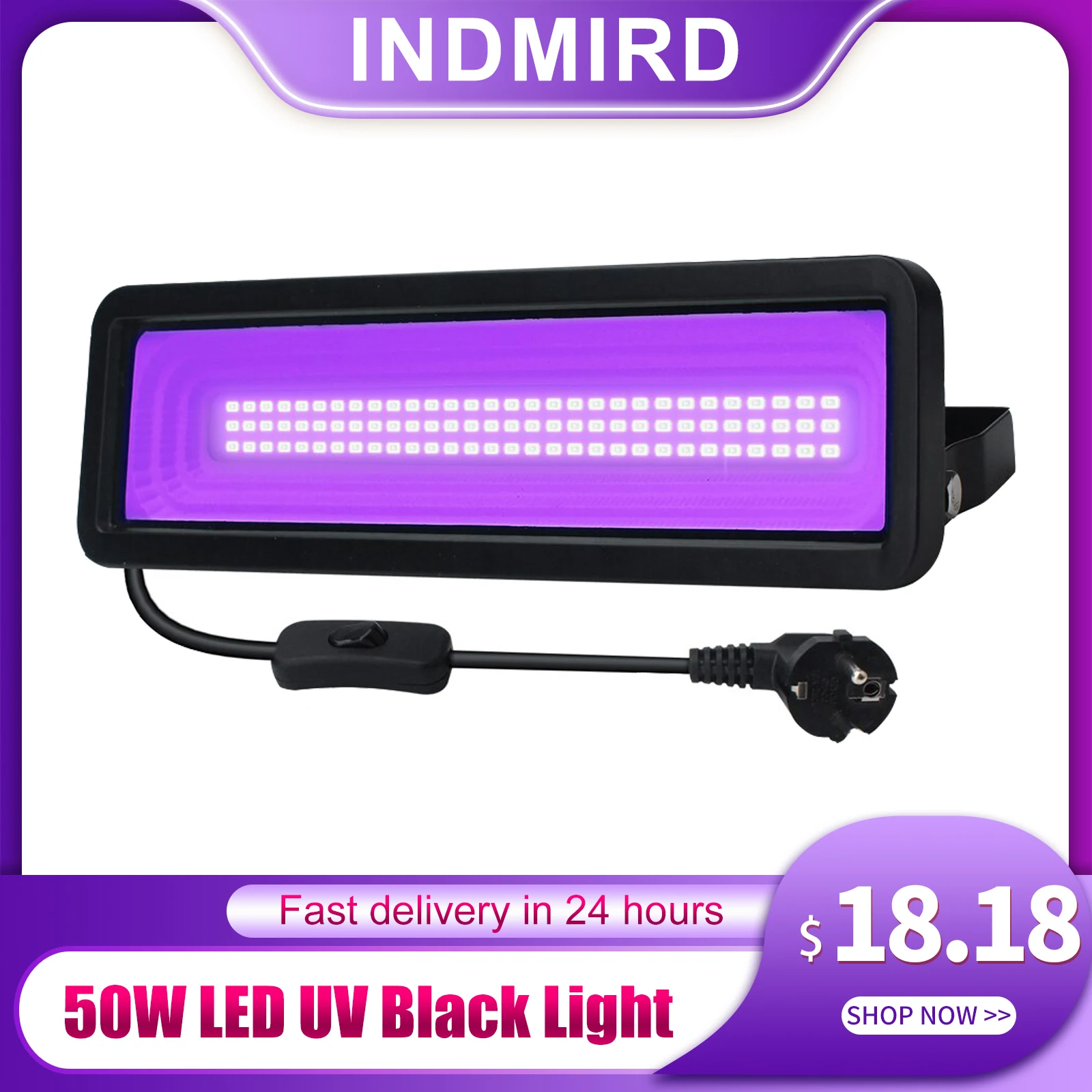 50W-LED-UV-Black-Light-Spotlight-IP66-Waterproof-395-405-nm-Wavelengths ...
