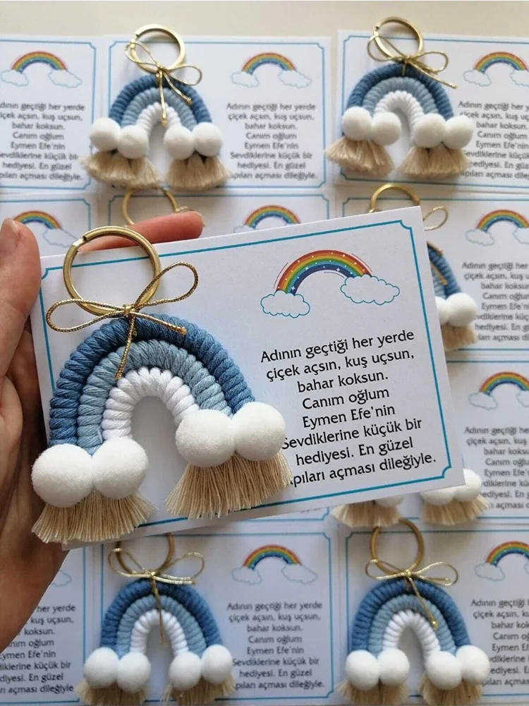 Macrame Rainbow Keychain tassel Handmade Gift Keychain Macrame Keychain ...