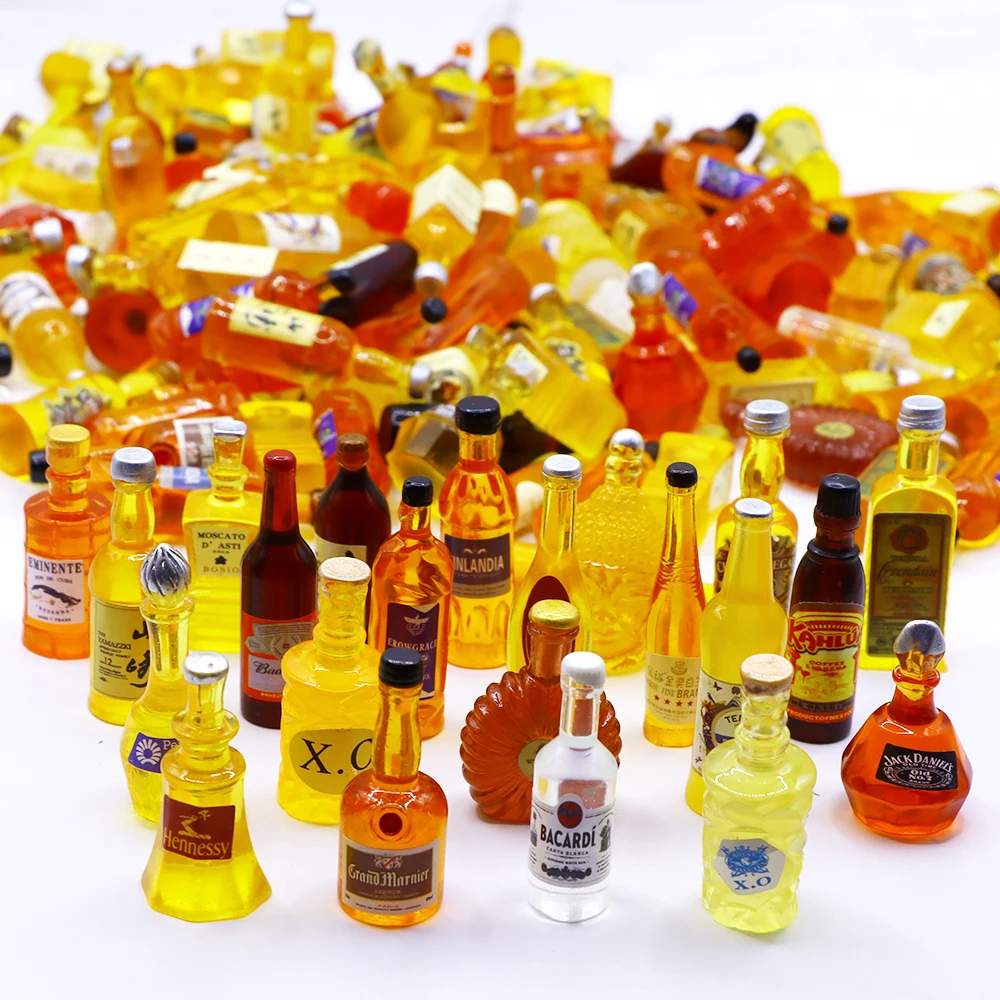 Random 20Pcs/Pack Miniature Simulation Wine Whiskey Rum Bottle Resin ...