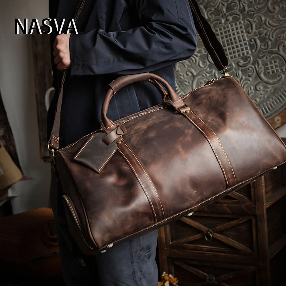 Nasva-Leder-Herren-taschen-Vintage-Reisetasche-Wochenend-tasche ...