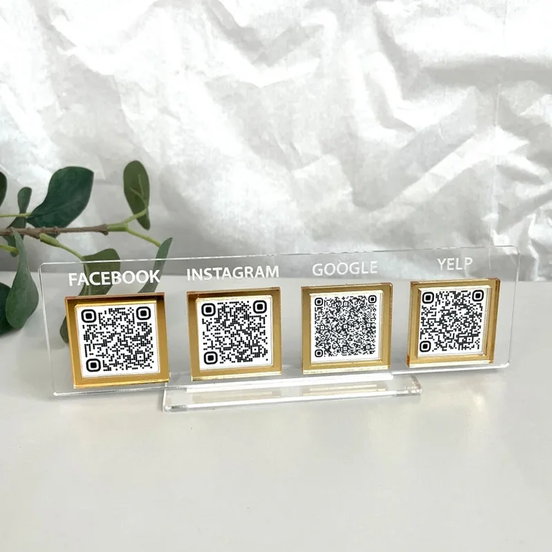 Table Top Logo Sign With QR Codes, QR Code Display Sign,, 46% OFF
