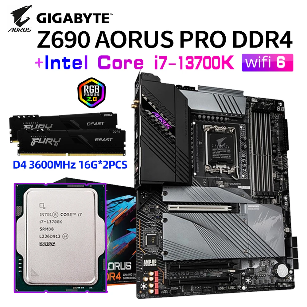 Gigabyte Conjunto de placa base Z690 AORUS PRO DDR4, Kit de CPU i7 ...