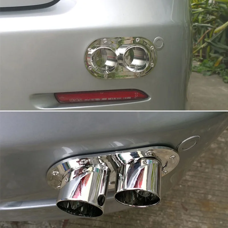 Universal-1Pcs-Car-Rear-Bumper-Exhaust-Dual-Outlet-Tail-Muffler-Tip ...