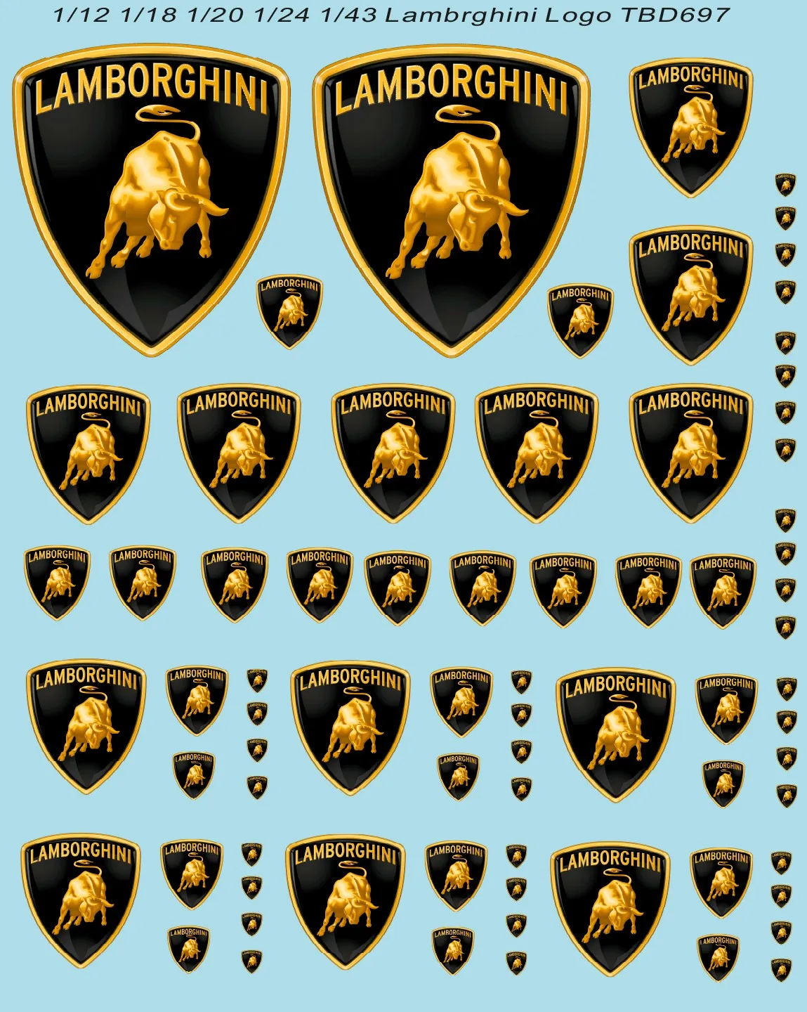 1/12 1/18 1/20 1/24 1/43 Lamborghini Logo Decals Tb Decal Tbd697 ...