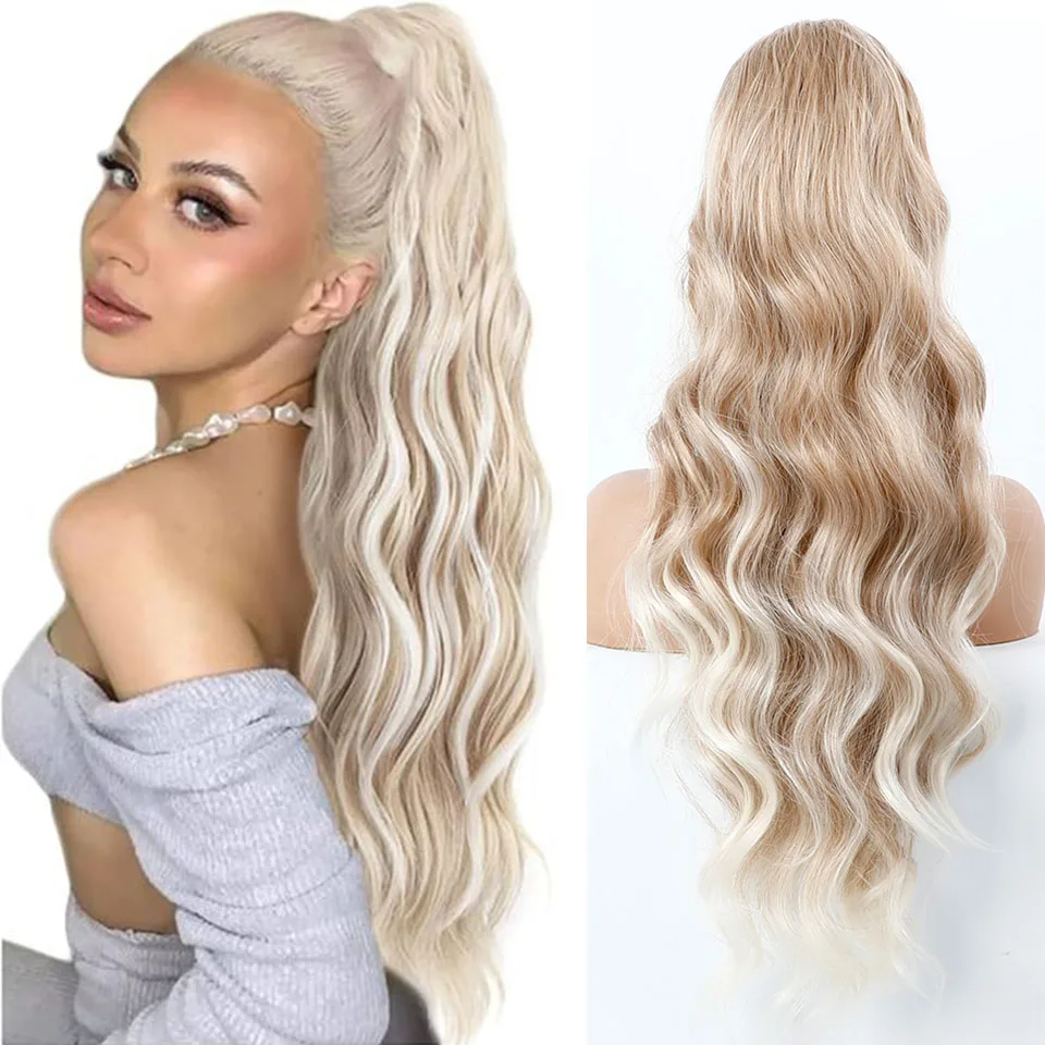 28-Long-Body-Wave-Ponytail-Synthetic-Drawstring-Ponytail-Chip-In-Hair ...
