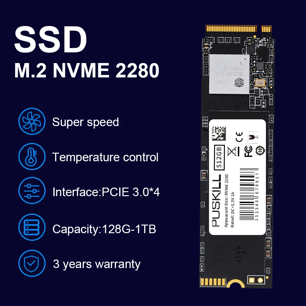 PUSKILL M.2 SSD NVME 128GB 256GB 512GB 1TB PCIe SSD M2 NGFF 2280 ...