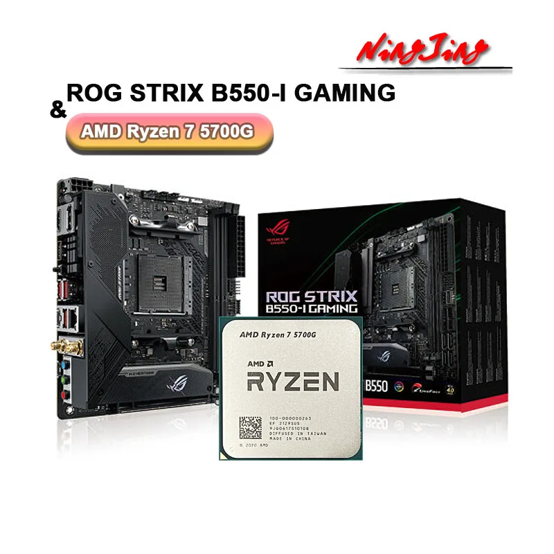 Placa mãe ASUS ROG STRIX B550 I GAMING + AMD Ryzen 7 5700G R7 5700G CPU Mini ITX mas sem cooler ...