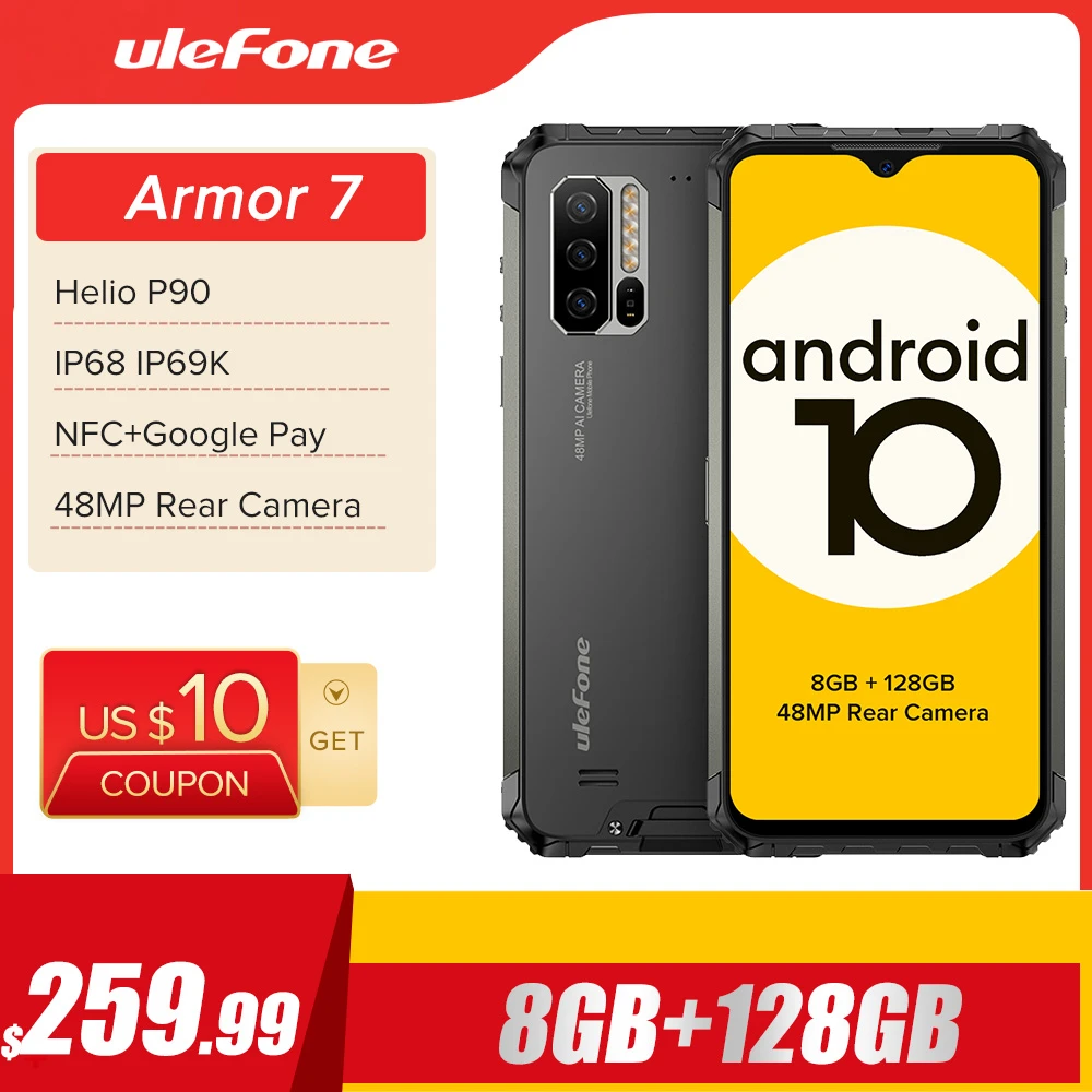 Ulefone Armor 7 Rugged Mobile Phone Android 10 2.4g/5g Wifi 8gb+128gb ...