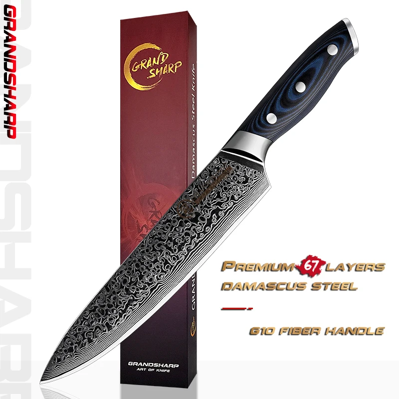 GRANDSHARP-Chef-Knife-8-Inch-Japanese-Damascus-Knife-Japanese-Steel ...