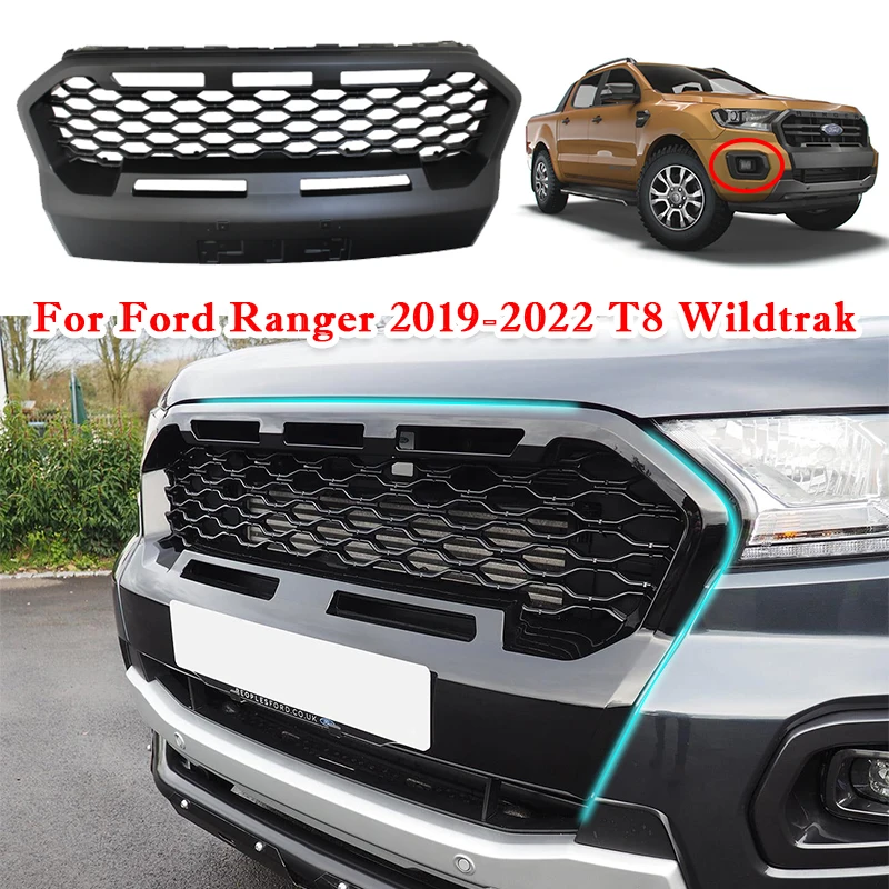 Matte Black Front Grills Racing Grille For Ford Ranger Wildtrak 2019 ...