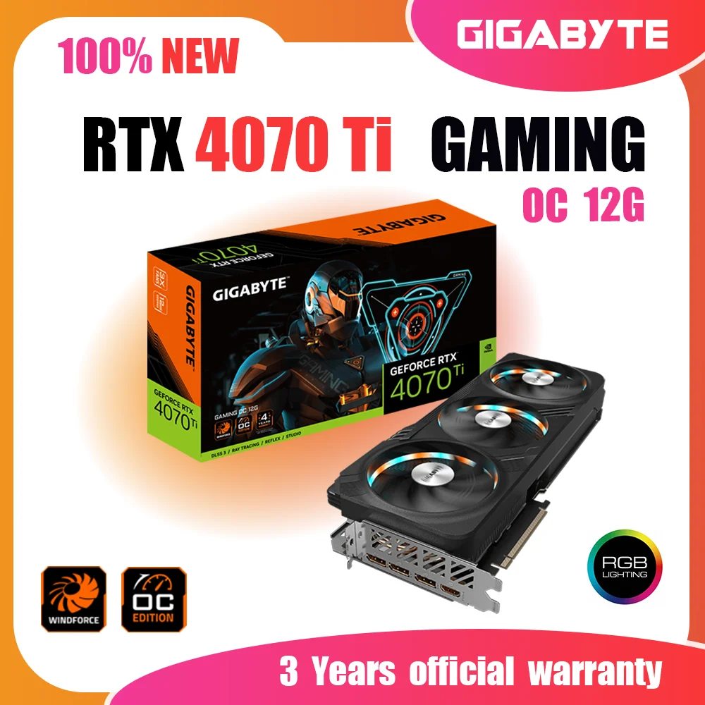 GIGABYTE RTX 4070 TI GAMING OC 12G Graphics Card GDDR6X 12GB Video ...
