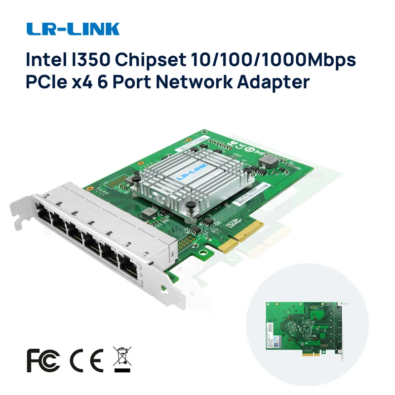 LR-LINK 2006PT Six Port Gigabit PCIe x4 Network Card RJ45 PCI Express Lan Ethernet Server ...