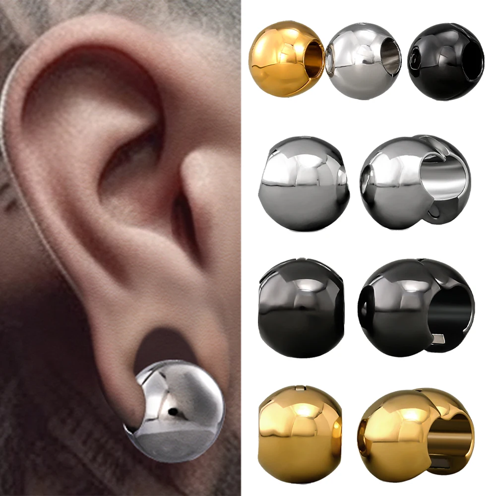 Stainless-Steel-Round-Ball-Magnet-Ear-Weight-Ear-Hangers-Dangle-Ear ...